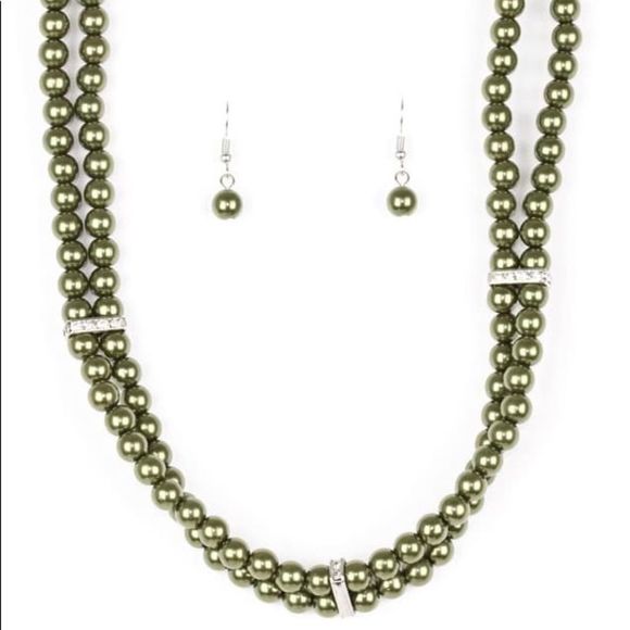 Jewelry | Doublelayer Green Pearls With Matching Earrings | Poshmark